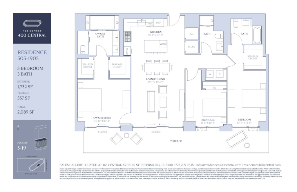 505-1905 – 400 Central Floor Plans